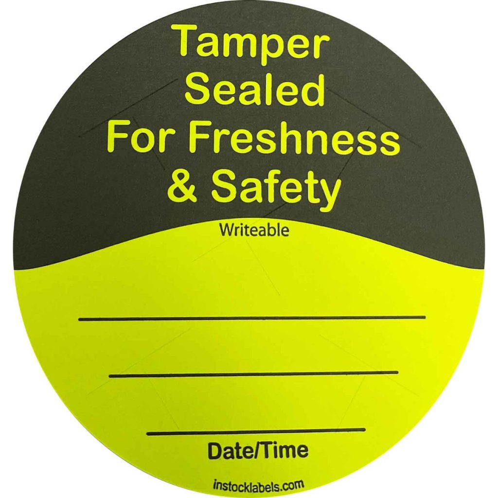 Tamper Sealed Food Labels | Fluorescent Yellow | InStockLabels.com