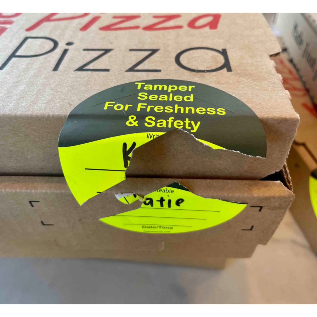 Tamper Sealed Food Labels | Fluorescent Yellow | InStockLabels.com