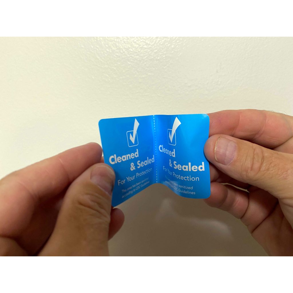 Cleaned and Sealed Door Decals | Tamper Evident | InStockLabels.com
