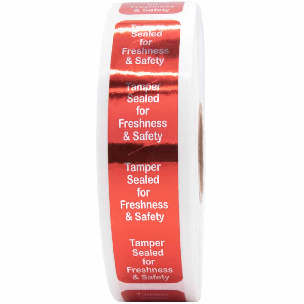 Red Tamper Evident Fresh and Safe Labels QTY 500 - | InStockLabels.com