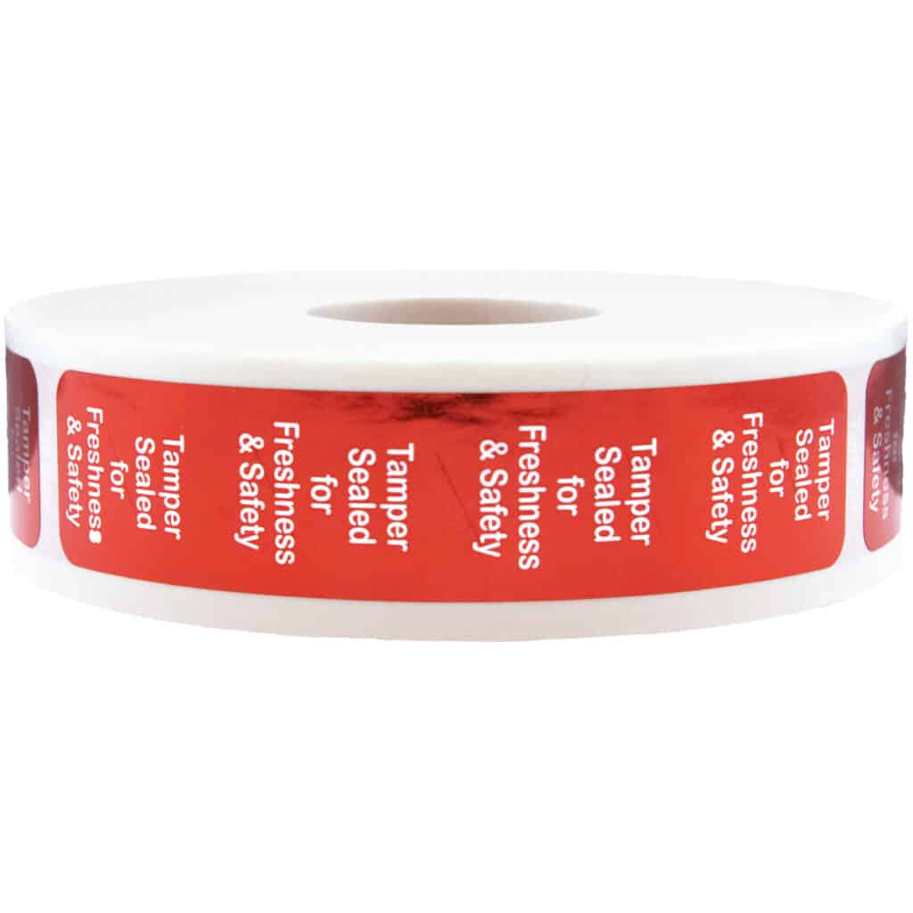 Red Tamper Evident Fresh and Safe Labels QTY 500 - | InStockLabels.com