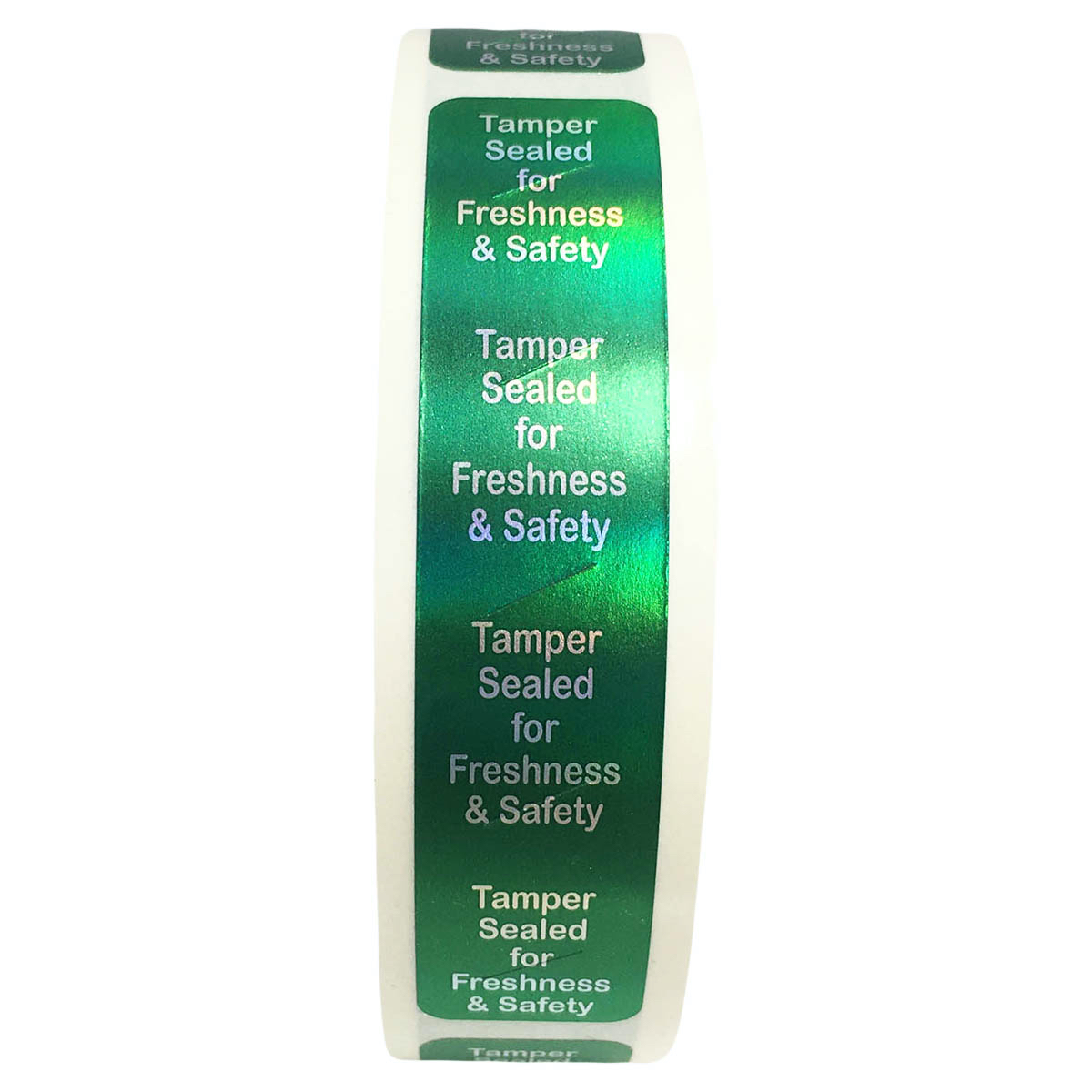 Green Metalized Tamper Evident Fresh and Safe Labels - Warehouse Labels ...