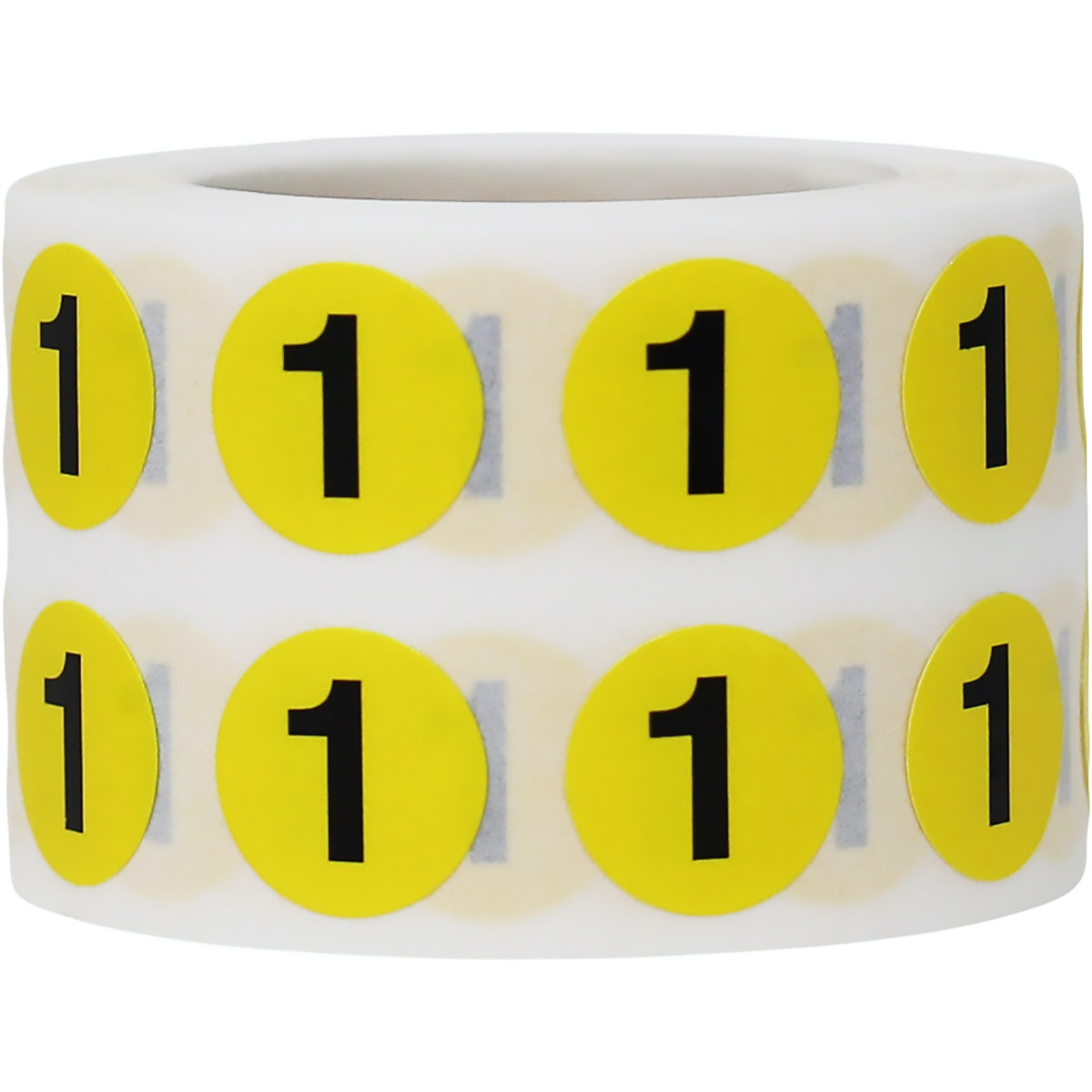 Number 1 Labels | Yellow and Black Small 1/2″ Round | InStockLabels.com