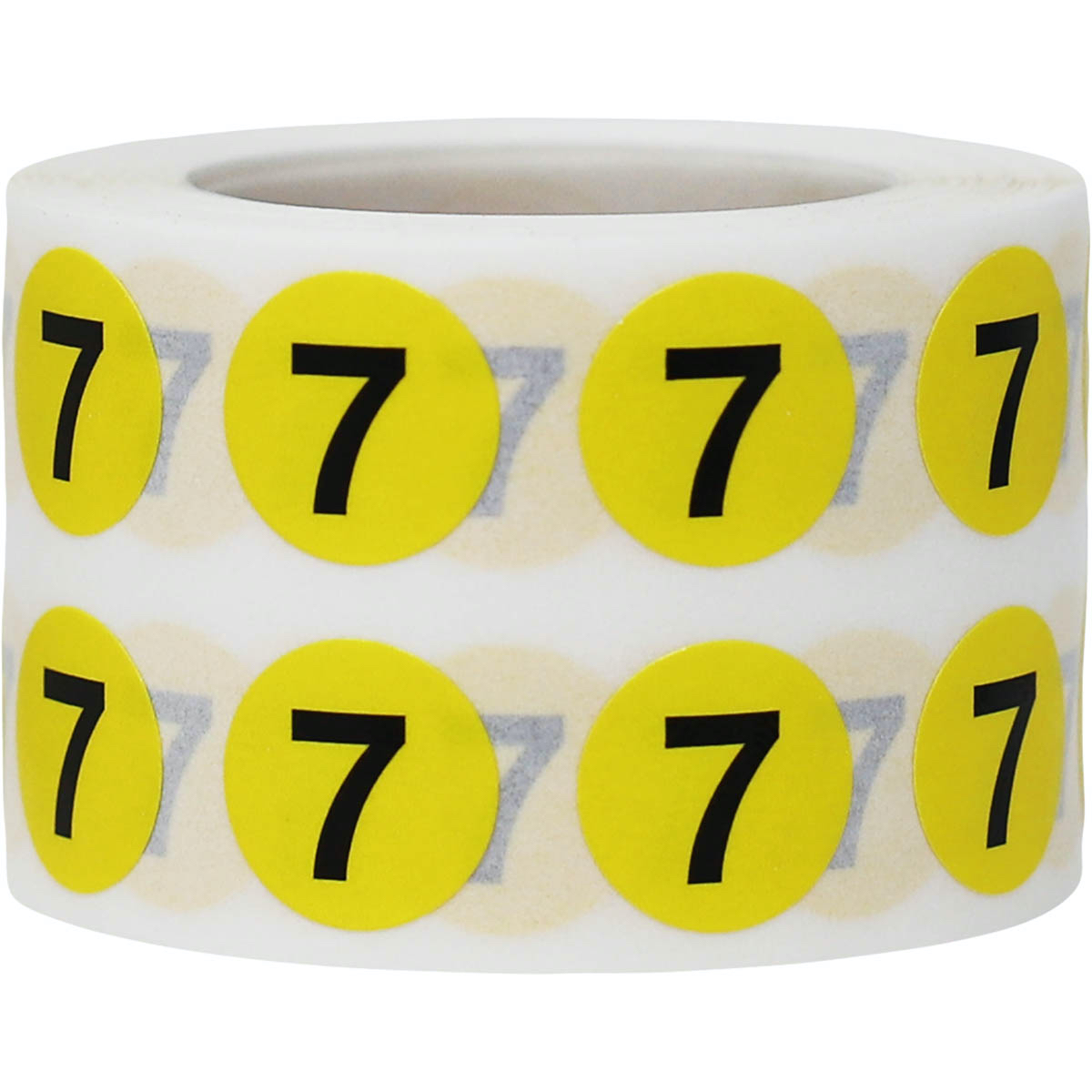 Number 7 Labels | Yellow and Black Small 1/2″ Round | InStockLabels.com