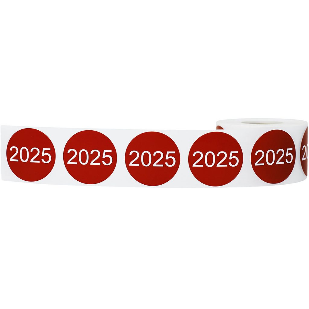 Large Year 2025 Stickers 1.5" Round | InStockLabels.com