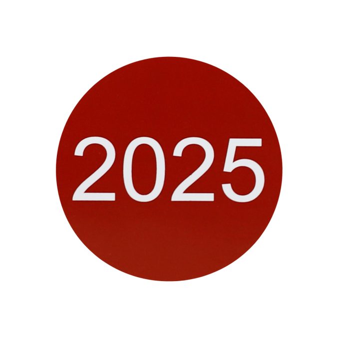 Large Year 2025 Stickers 1.5" Round | InStockLabels.com