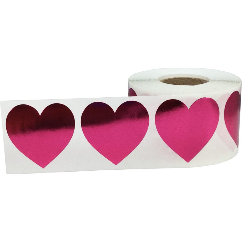 Metallic Rose Heart Stickers 1.5 Inch | InstockLabels.com