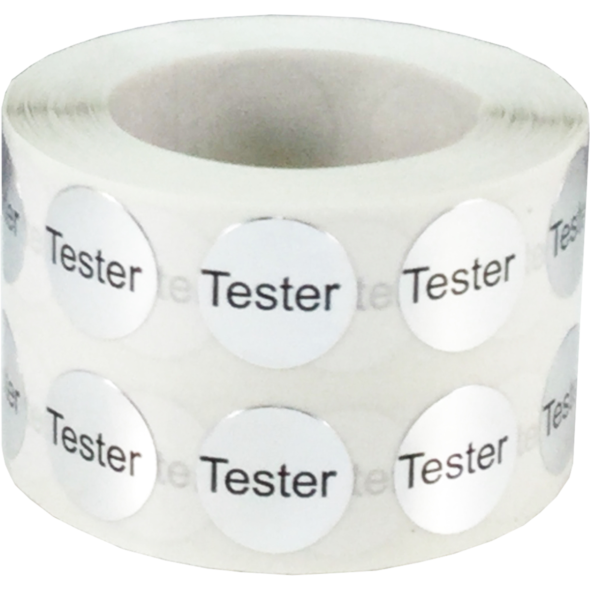 Small Silver Foil Tester Stickers 1/2" Round | InStockLabels.com