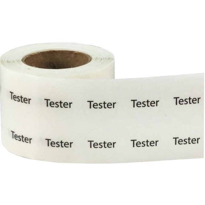 Small Clear Tester Stickers 1/2" Round | InStockLabels.com