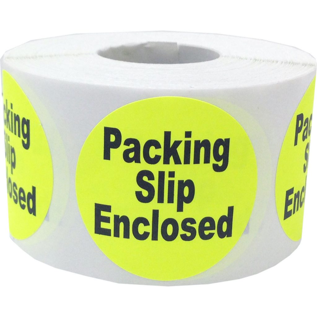 Fluorescent Yellow Packing Slip Enclosed Labels 1.5" | InStockLabels.com