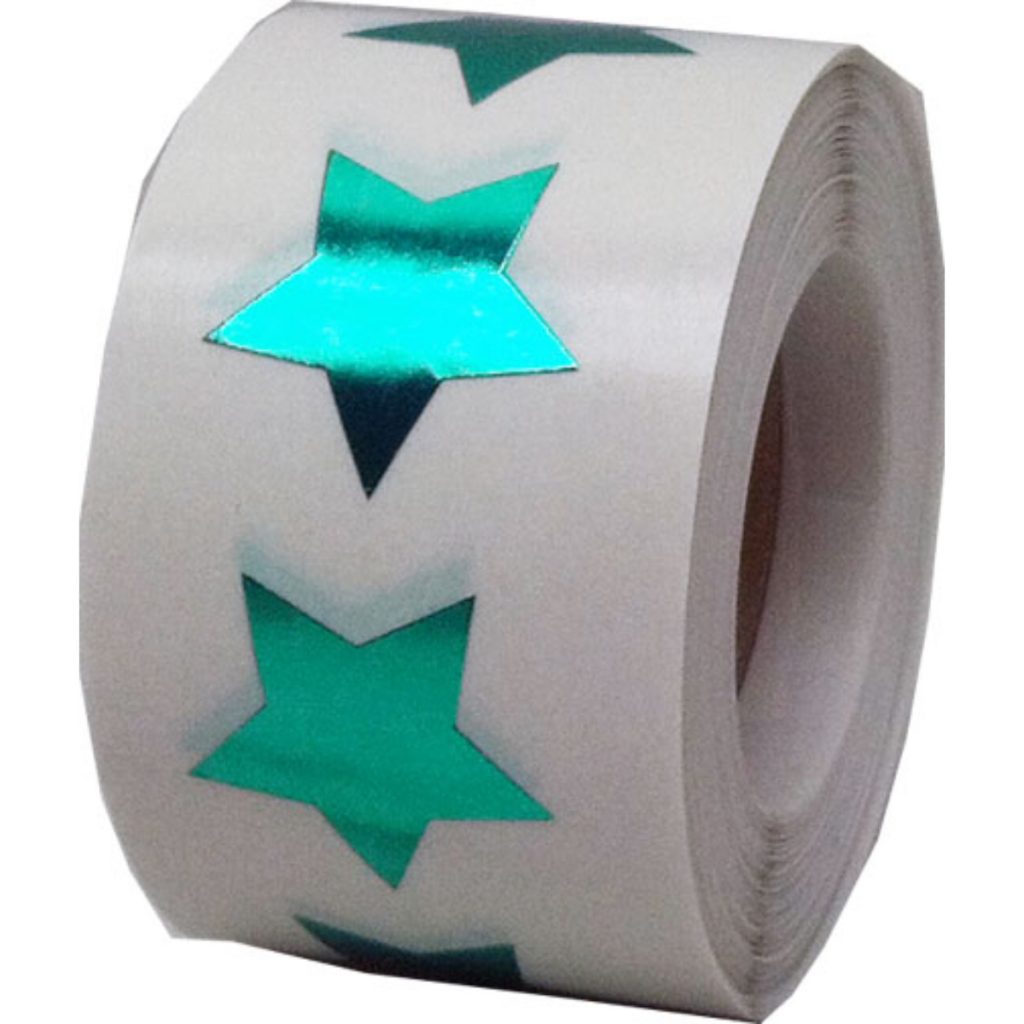 Metallic Green Star Stickers 3/4" Inch | InstockLabels.com