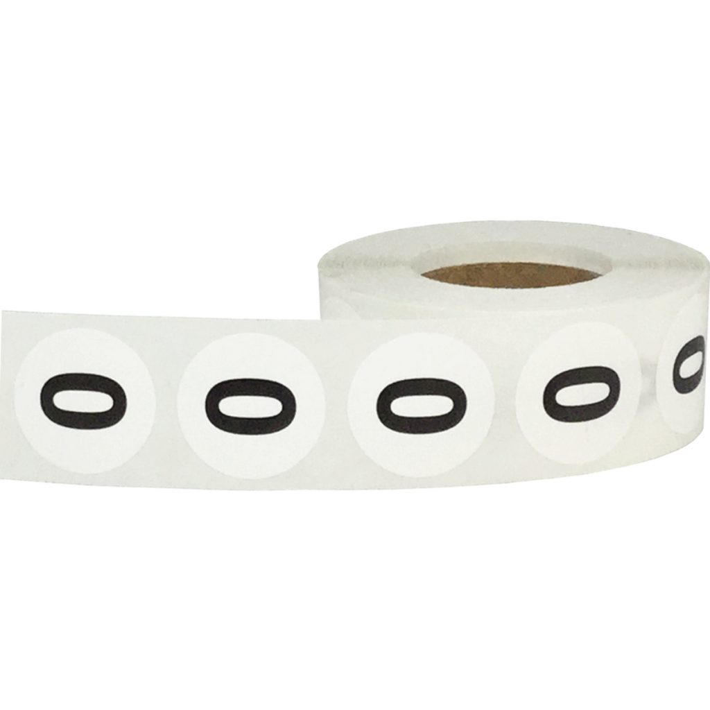 White Number 0 Stickers 3/4" | InStockLabels.com