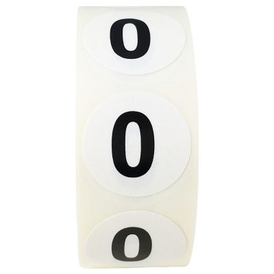 White Number 0 Stickers 3/4" | InStockLabels.com