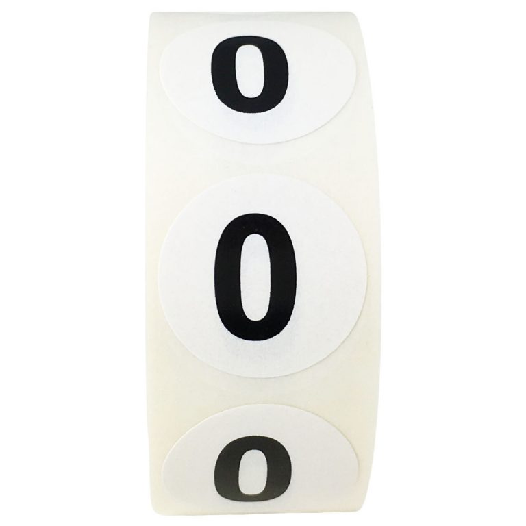 White Number 0 Stickers 3/4" | InStockLabels.com