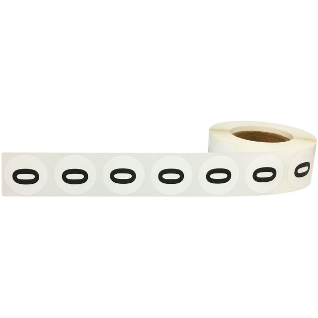 White Number 0 Stickers 3/4" | InStockLabels.com