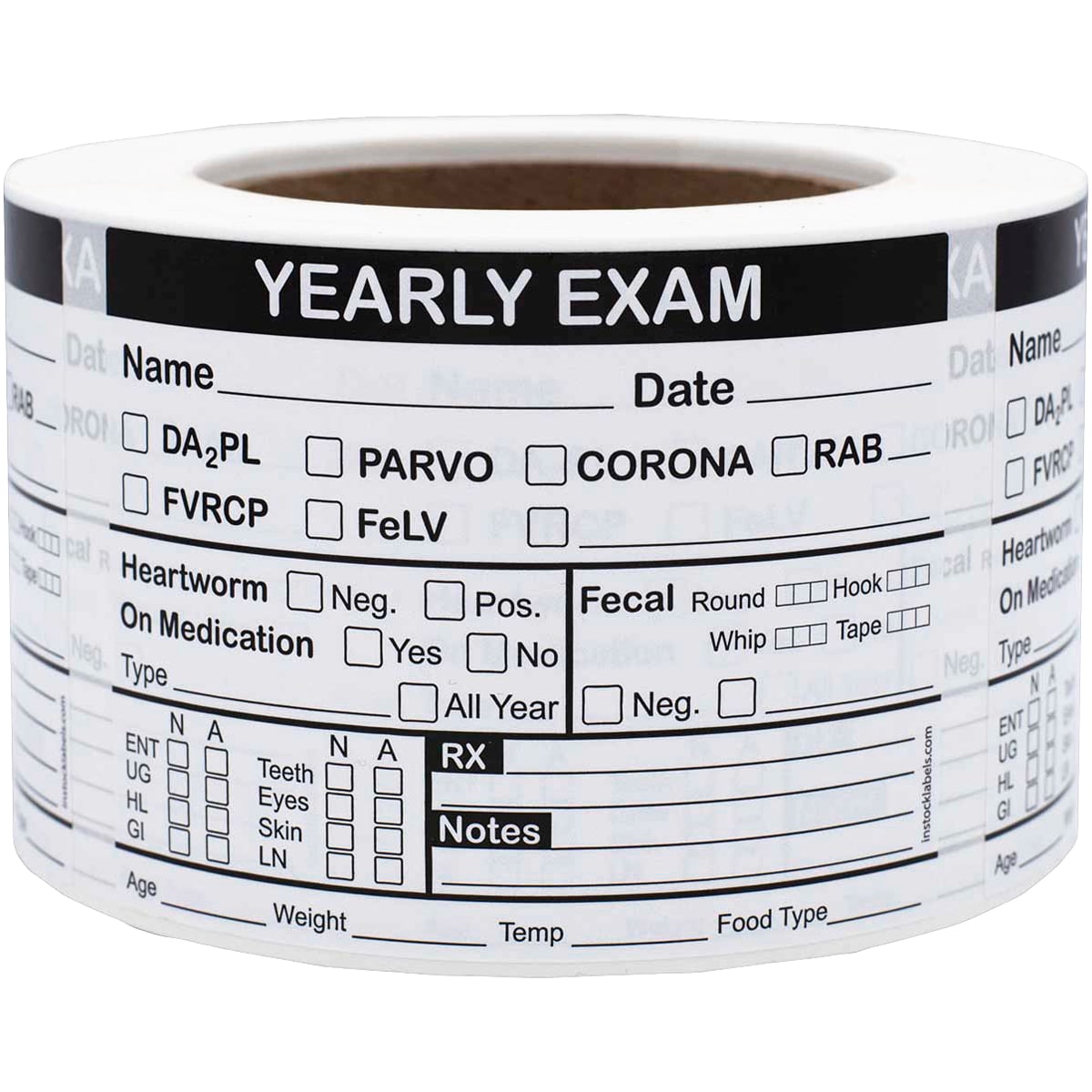 Pet Veterinarian Yearly Exam Labels - Writable - InStockLabels.com