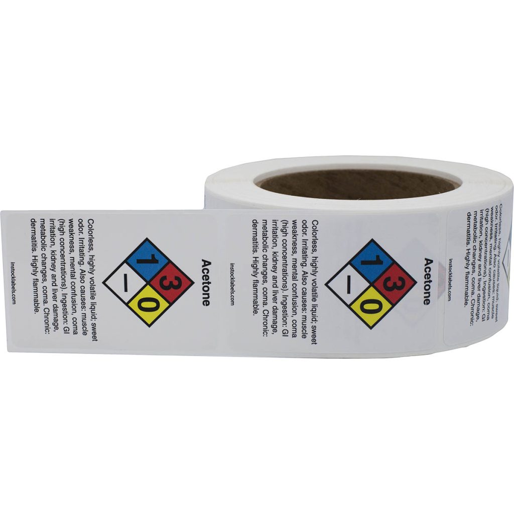 Acetone Chemical NFPA Warning Labels - InStockLabels.com
