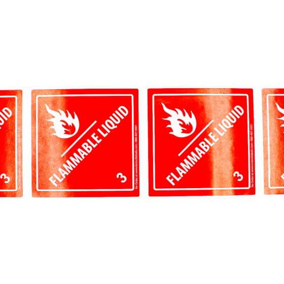 DOT Flammable Liquid Warning Labels Class 3 | InStockLabels.com