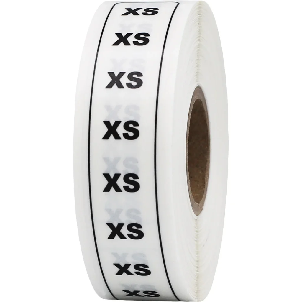 Stylish Ultra Clear and Black Size Strip Labels | InStockLabels.com