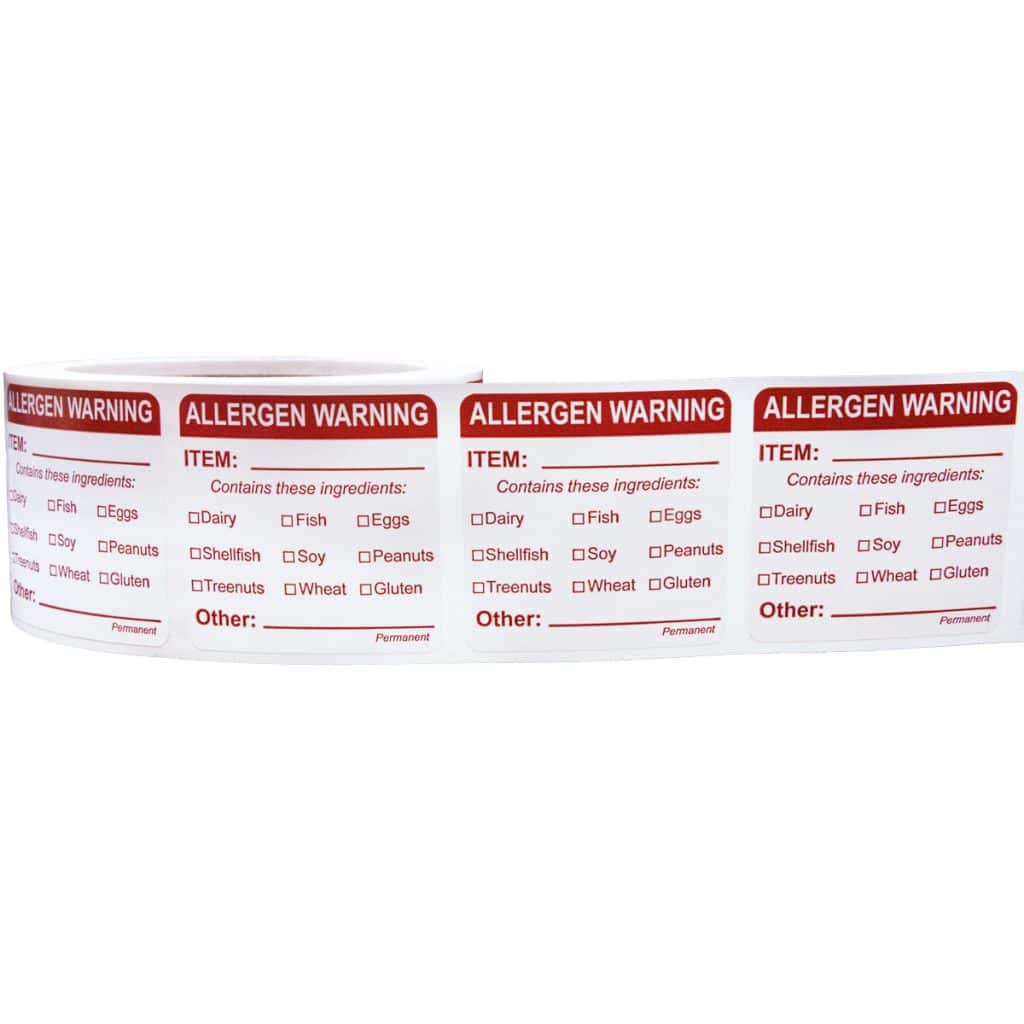 Semi-Gloss Allergen Food Warning Labels 2" Square QTY 500 ...