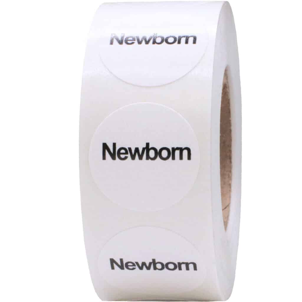Baby and Toddler Round White/Black Clothing Size Stickers ...