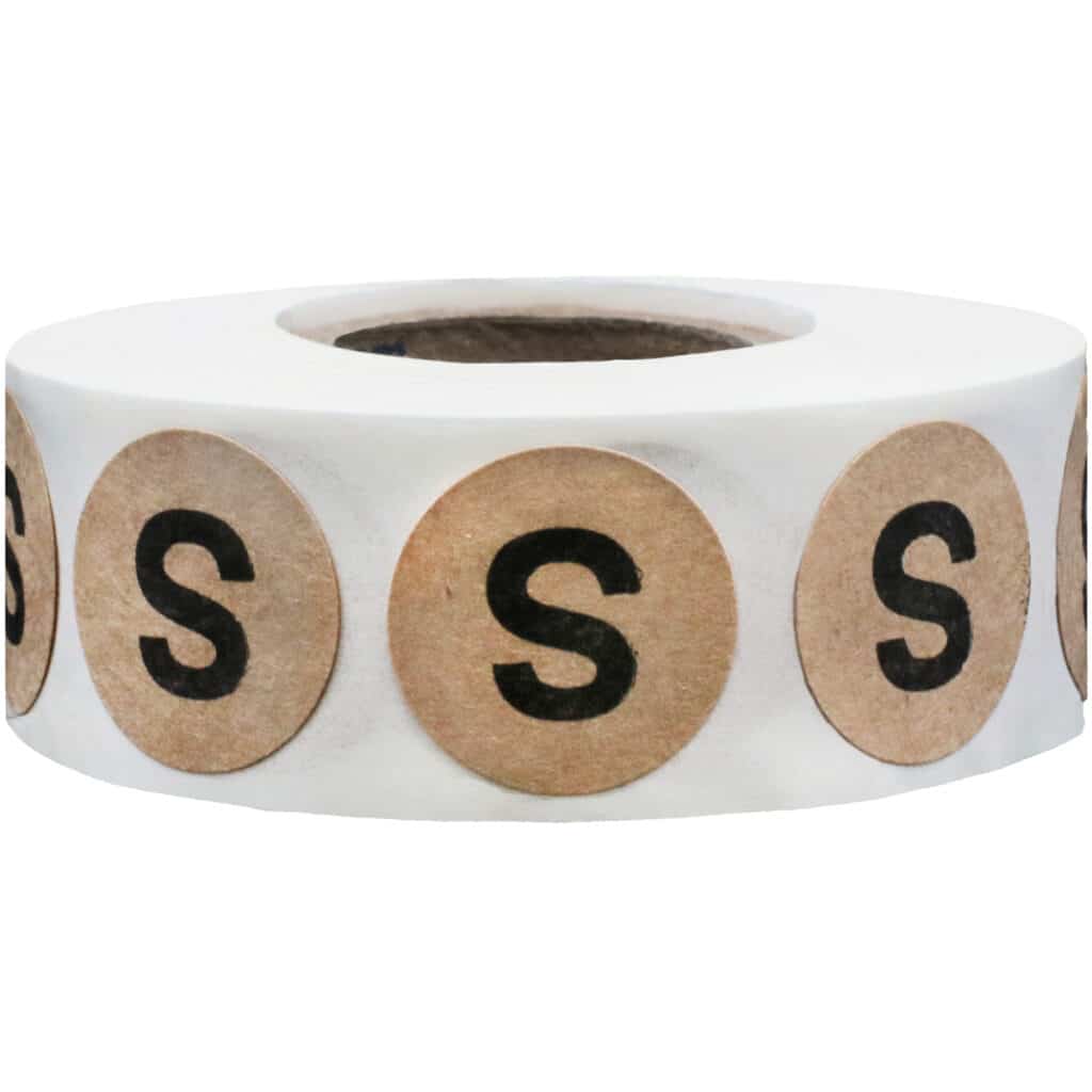 Natural Kraft Round Size Stickers for Shirts | InStockLabels.com