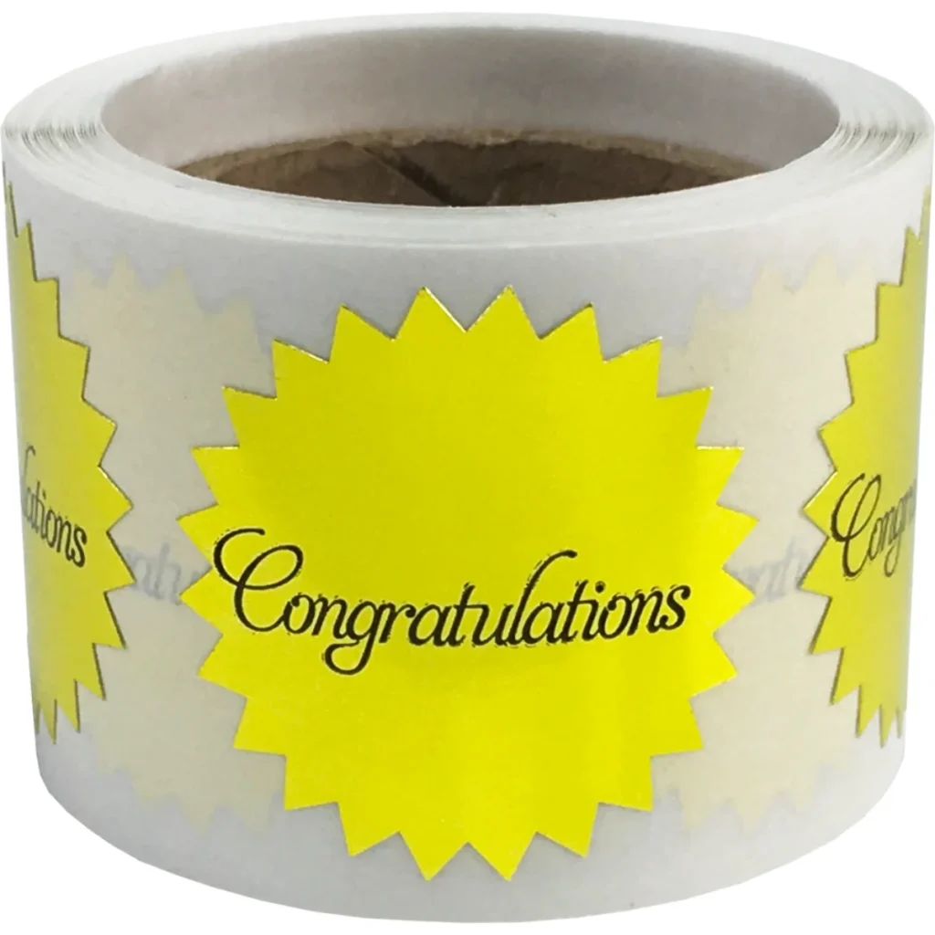 Gold Congratulations Stickers/Seals 1" | InStockLabels.com
