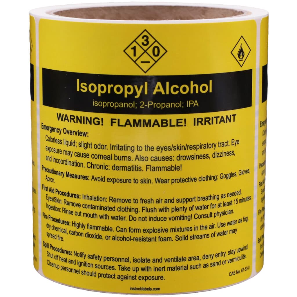 Isopropyl Alcohol Chemical Right-to-Know Info Flammable Irritant ...