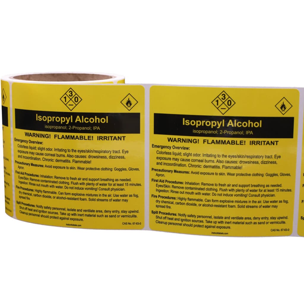Isopropyl Alcohol Chemical Right-to-Know Info Flammable Irritant ...