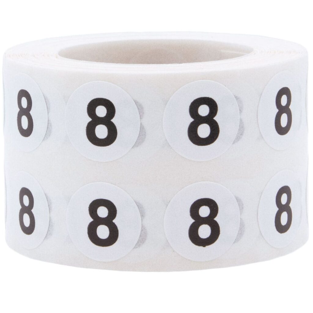 Small Number 8 Stickers 1/2" Round | InStockLabels.com