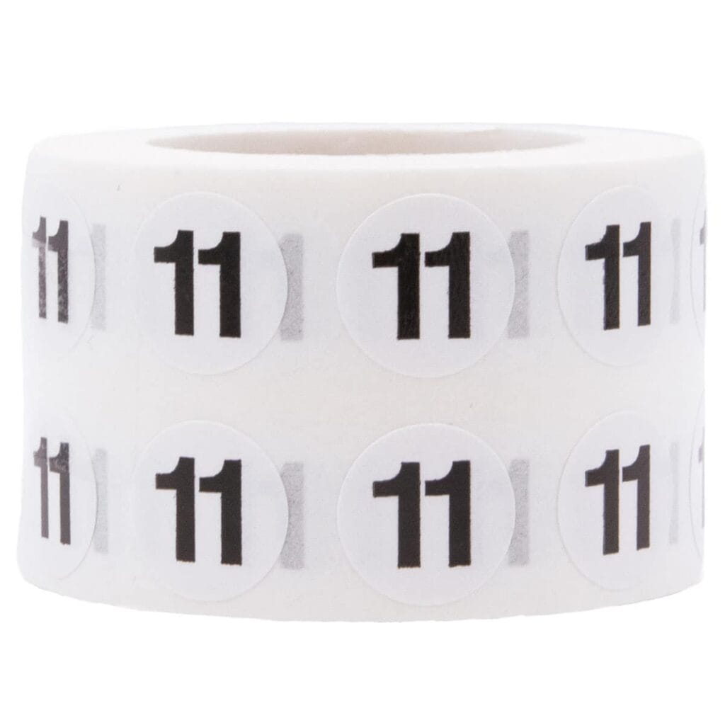 Small Number 11 Stickers 1/2" Round | InStockLabels.com