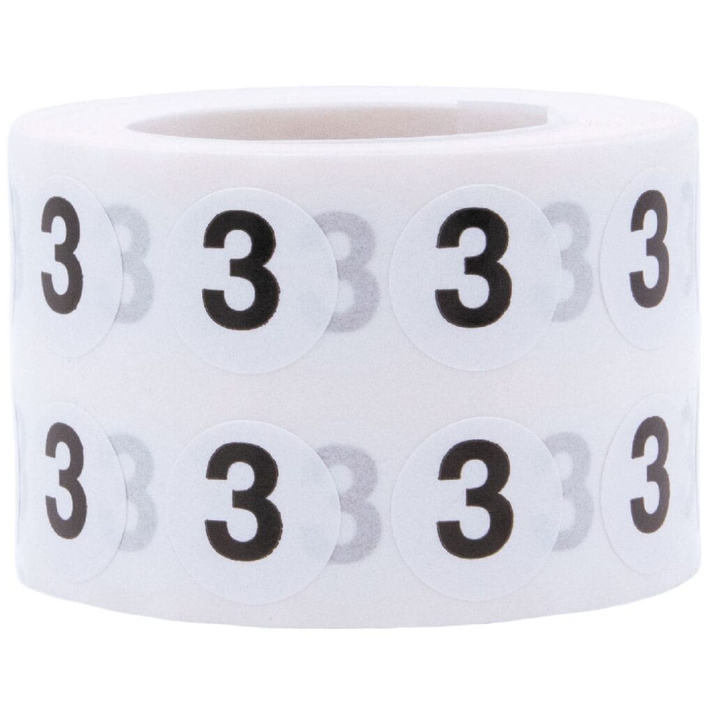 Small Number 3 Stickers 1/2" Round | InStockLabels.com