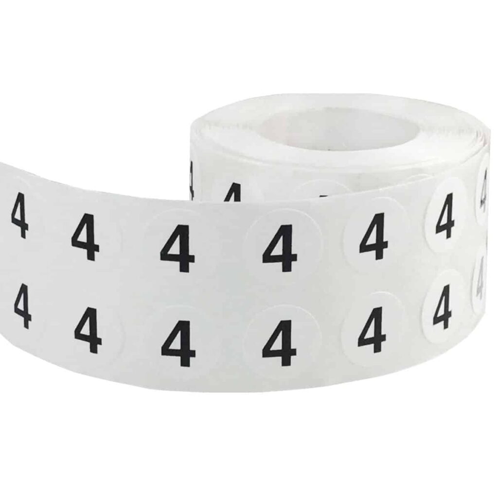 Small Number 4 Stickers 1/2" Round | InStockLabels.com