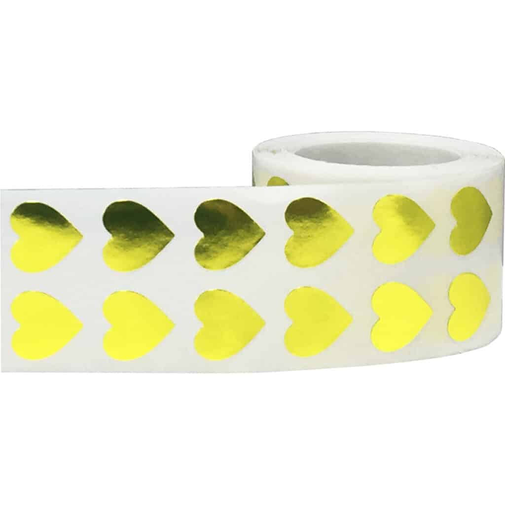 Small Metallic Gold Heart Stickers 1/2" Round | 1,000/Rolll ...