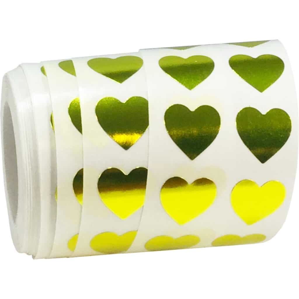 Small Metallic Gold Heart Stickers 1/2" Round | 1,000/Rolll ...