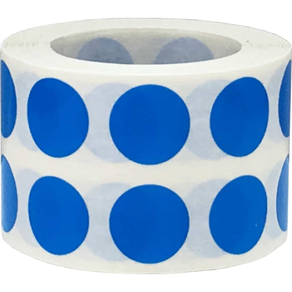 Blue Transparent Dot Stickers 1/2" Round | InstockLabels.com