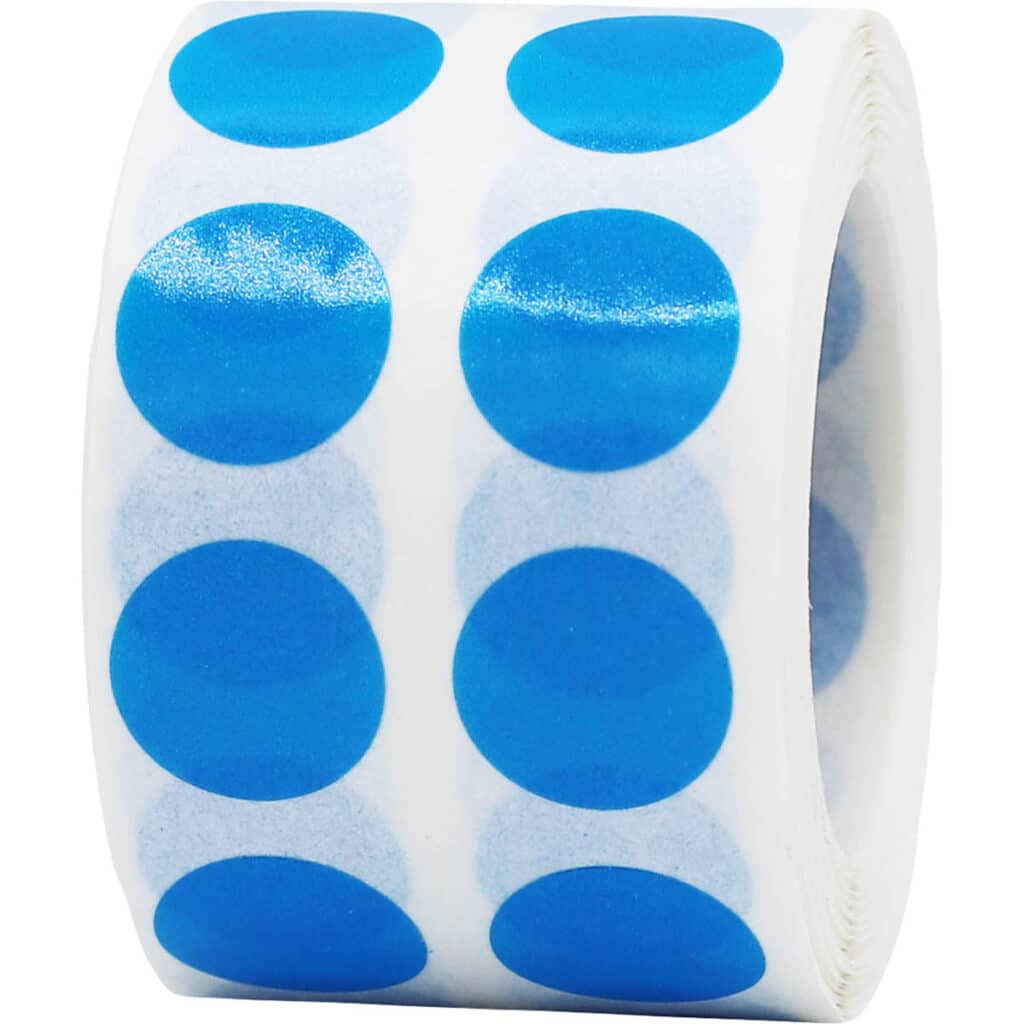Blue Transparent Dot Stickers 1/2" Round | InstockLabels.com