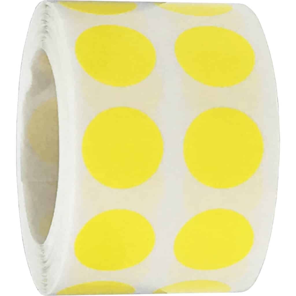 Yellow Transparent Dot Stickers 1/2" Round | InstockLabels.com