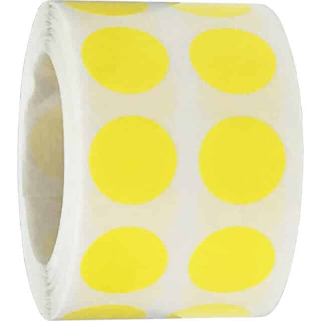Yellow Transparent Dot Stickers 1/2" Round | InstockLabels.com
