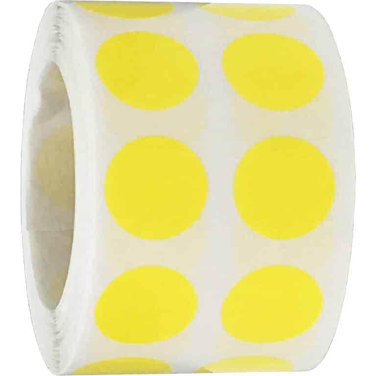 Yellow Transparent Dot Stickers 1/2" Round | InstockLabels.com