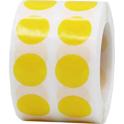 Yellow Transparent Dot Stickers 1/2" Round | InstockLabels.com