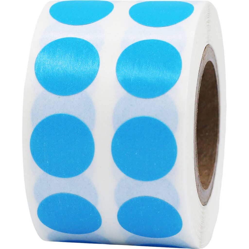 Small Light Blue Dot Stickers 1/2" | InStockLabels.com