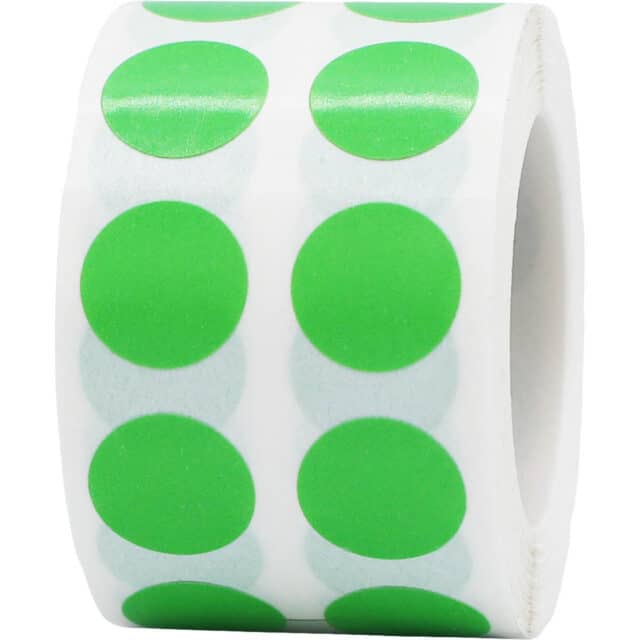 Small Light Green Dot Stickers 1/2" | InStockLabels.com