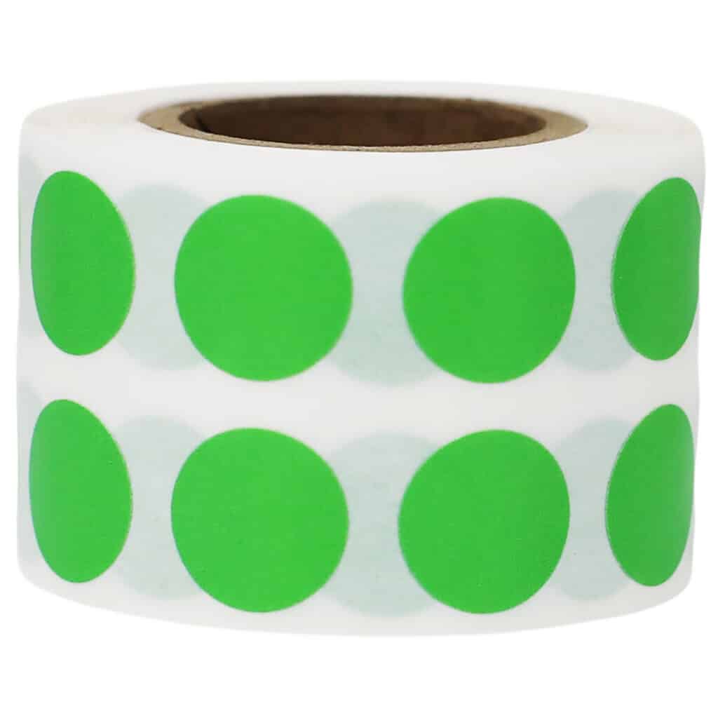 Small Light Green Dot Stickers 1/2" | InStockLabels.com