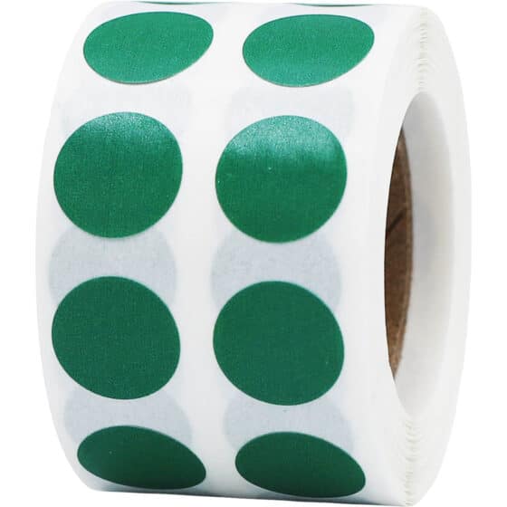 Small Green Dot Stickers 1/2" Round - InStock Labels