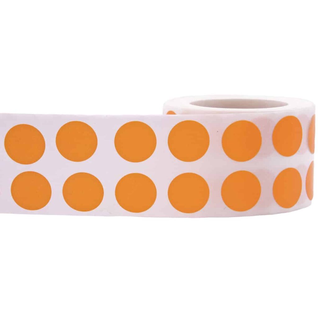 Small Orange Dot Stickers 1/2 Inch | InStockLabels.com