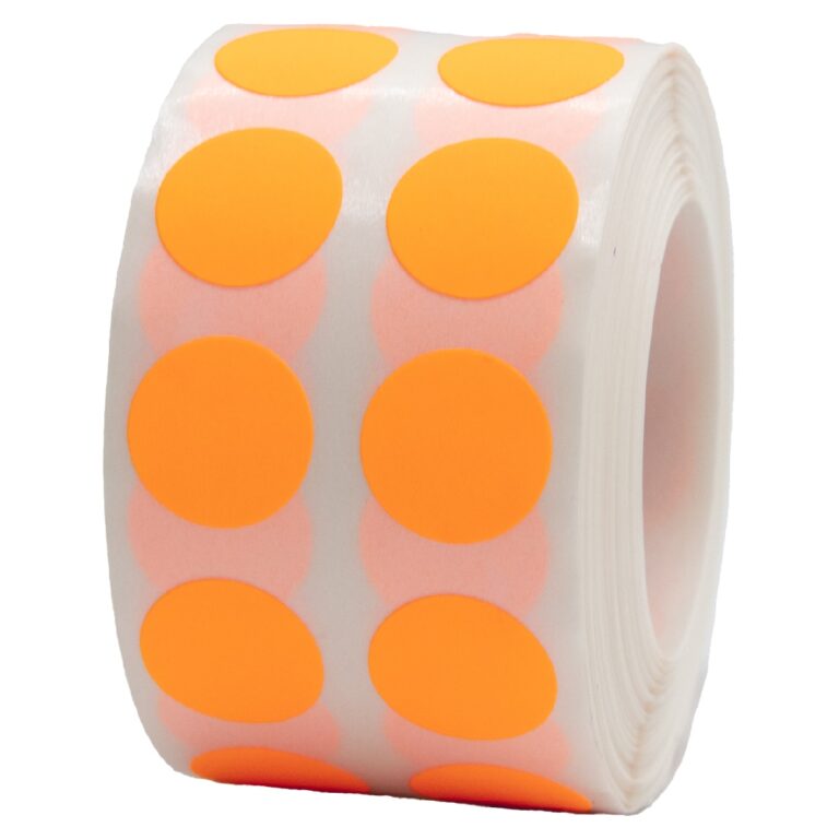 1,000 Small Fluorescent Orange Dot Stickers 1/2" Round | InStockLabels.com