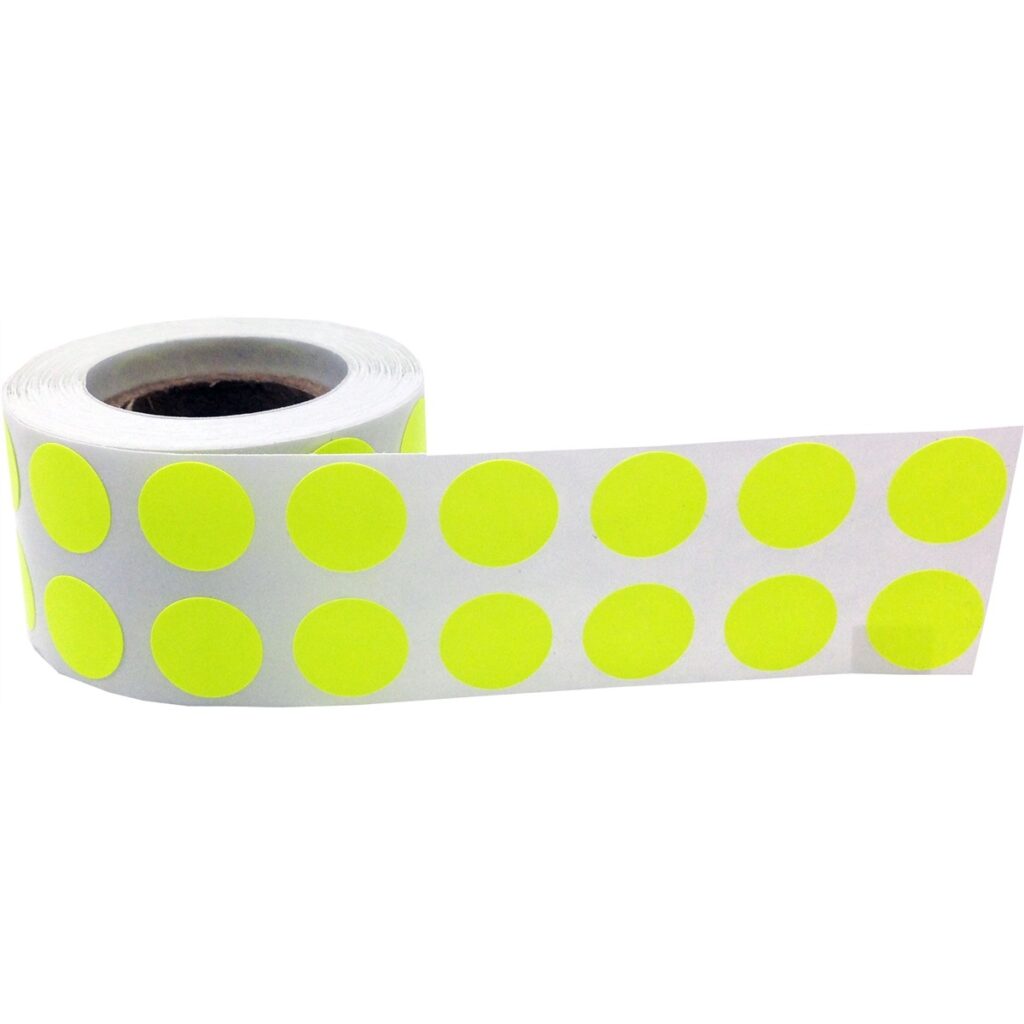 1,000 Small Fluorescent Yellow Dot Stickers 1/2" Round | InStockLabels.com