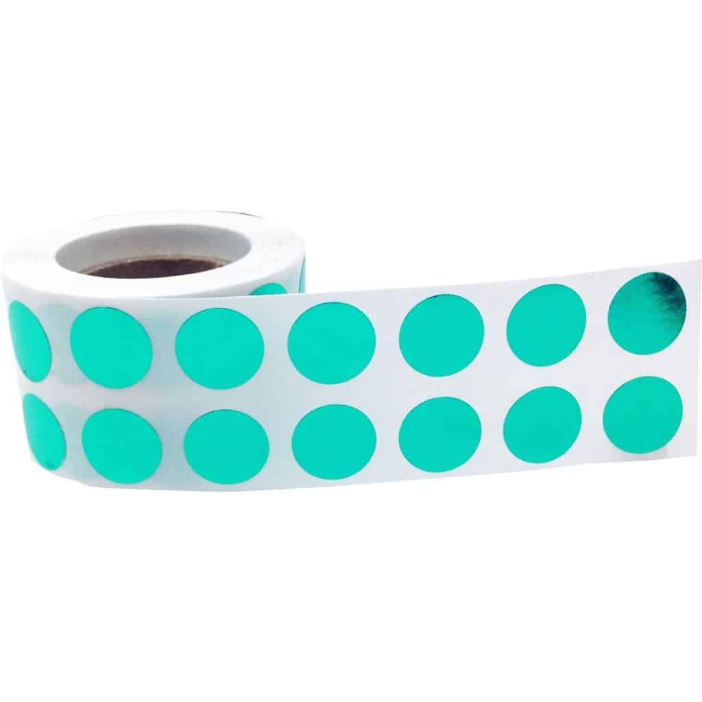 1/2" Metallic Green Dot Stickers | 1,000/Roll | InStockLabels.com