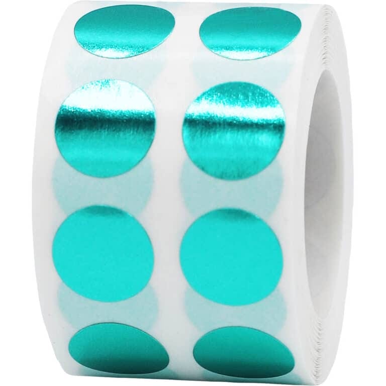 1/2" Metallic Green Dot Stickers | 1,000/Roll | InStockLabels.com